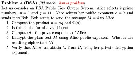 Solved Problem RSA Marks Bonus Problem Let Us Chegg Com