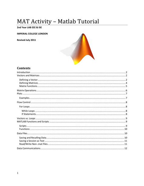 pdf mat activity matlab tutorial · mat activity matlab tutorial 6 plots source of