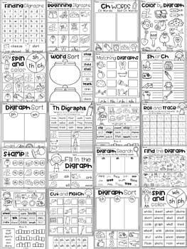 Digraph Worksheet Packet Ch Sh Th Wh Ph My Teaching Pal