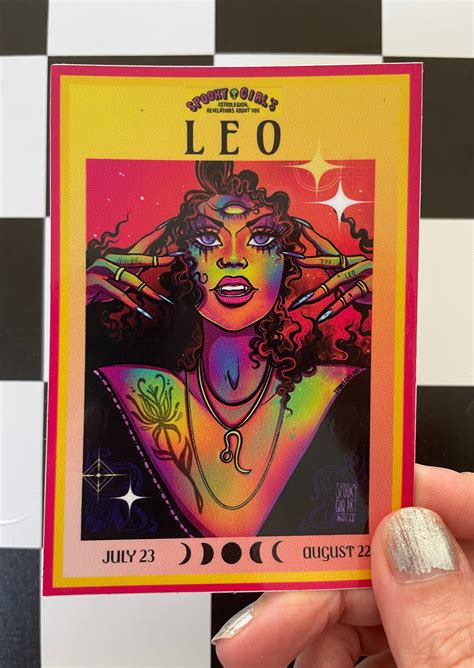 Leo Sticker With Text Astrology Collection Spooky Girl Art