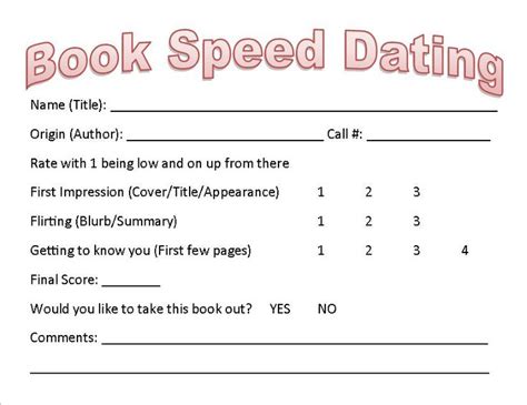 Printable Speed Dating Scorecard Printable Word Searches