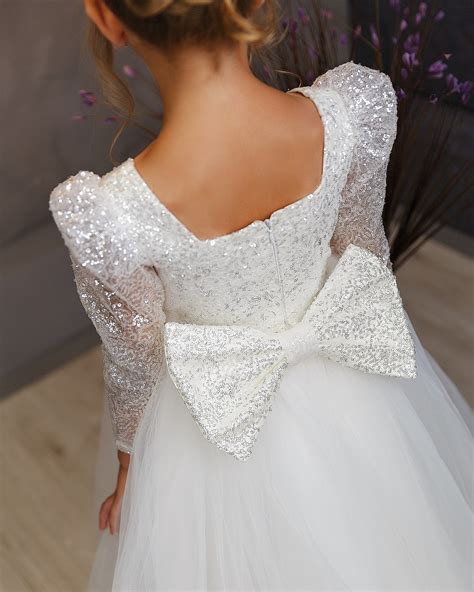 Lace Flower Girl Dress Flower Girl Dress Tulle Girl Wedding Dress Ivory Girl Dress Birthday