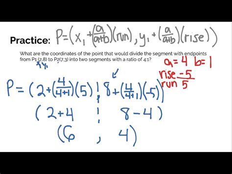 Partitioning Line Segments In Two Dimensions Practice Worksheet Ncejomunicipaldechinu