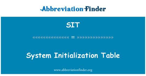 Sit Significa Tabela De Inicialização Do Sistema System Initialization Table