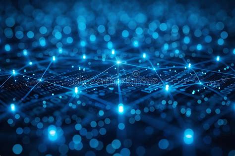 Blue Binary Code Background With Glowing Digital Network And Cyber Connections Data Transfer