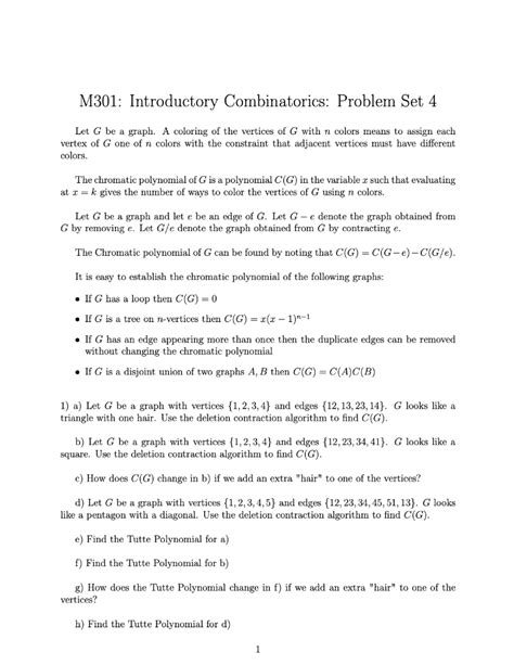 Solved M301 Introductory Combinatorics Problem Set 4 Let G