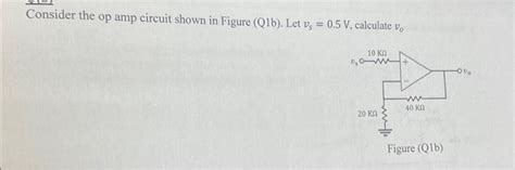 Solved Consider The Op Amp Circuit Shown In Figure Q1b