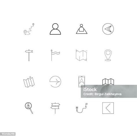 및 탐색 선형 얇은 아이콘 집합을 매핑합니다 간단한 벡터 아이콘 설명 기에 대한 스톡 벡터 아트 및 기타 이미지 기 디자인 방향 Istock