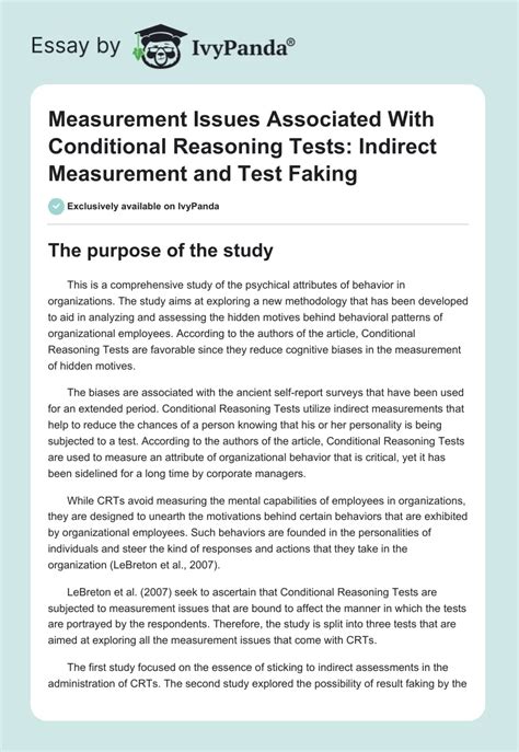 Measurement Issues Associated With Conditional Reasoning Tests