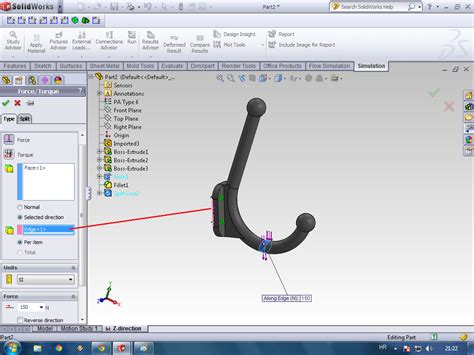 Tutorial How To Calculate Stress In Z Direction Of Hanger Usin Solidworks Simulation Grabcad