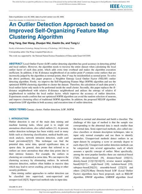 Pdf An Outlier Detection Approach Based On Improved Self Organizing
