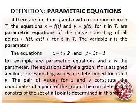Lesson 14 A Parametric Equations