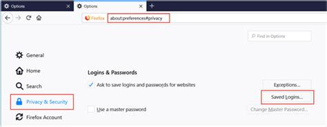how to view delete import saved users and passwords firefox