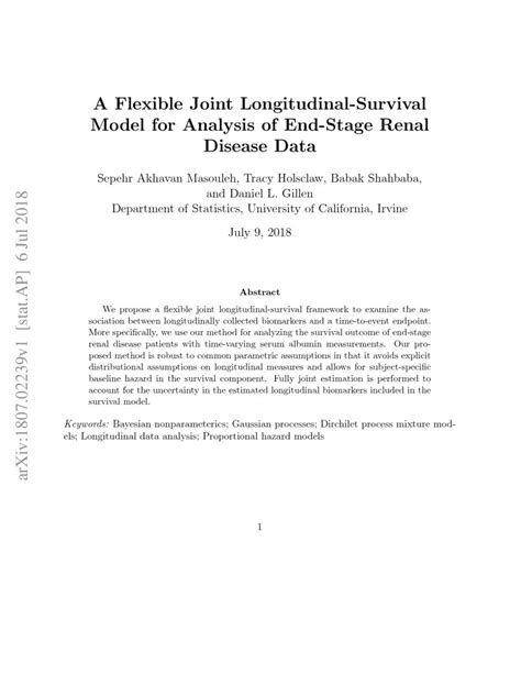 A Flexible Joint Longitudinal Survival Model For Analysis Of End Stage