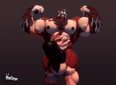 Daddy Werewolf Muscle Growth Flex Without Backgroun