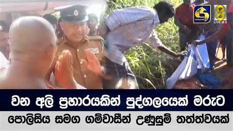 වන අලි ප්‍රහාරයකින් පුද්ගලයෙක් මරුට එතනට පැමිණි පොලිසිය සමග ගම්වාසීන්
