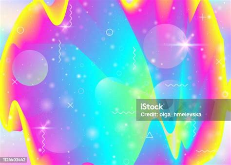 활기찬 무지개 그라디언트 배경 홀로그램입니다 동적 유체입니다 코스모스 홀로그램입니다 공주에 대한 스톡 벡터 아트 및 기타 이미지