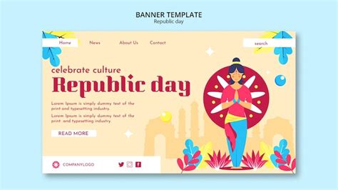 공화국 기념일 축하 방문 페이지 템플릿 무료 Psd 파일