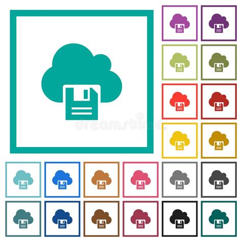 Cloud Storage Flat Color Icons With Quadrant Frames Stock Vector Illustration Of Sharing