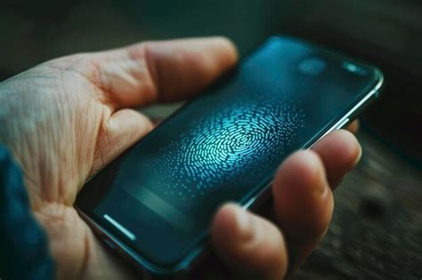 A Man Unlocking Smart Phone With Fingerprint Scan Sens Premium AI Generated Image