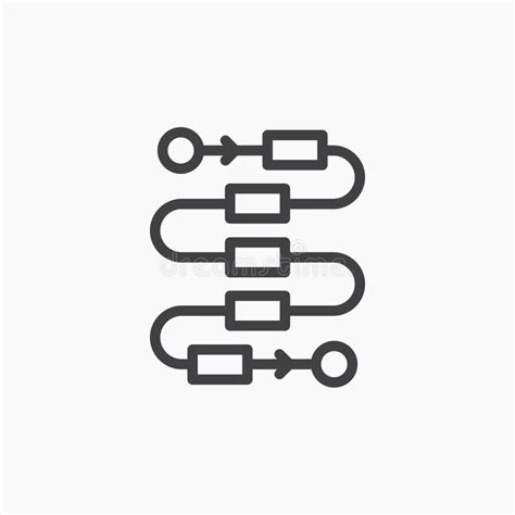 Workflow Processline In Thin Line Black Color Flat Simple Vector Symbols Illustration Stock
