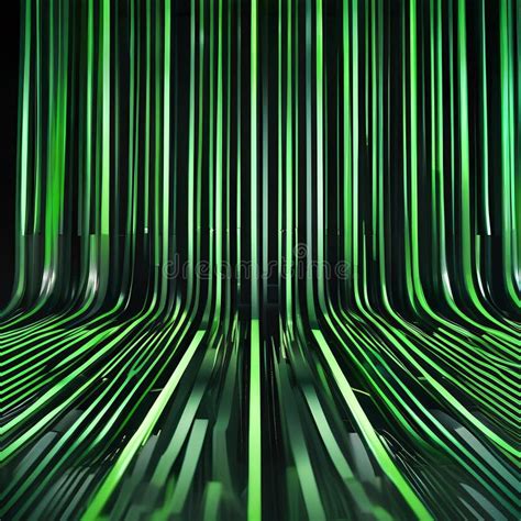 Futuristic 3d Render Featuring Vivid Green Neon Lines Moving Dynamically Creating An Abstract