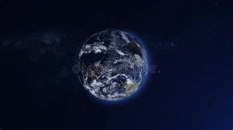 Animation Of Earth Seen From Space The Globe Spinning On Satellite