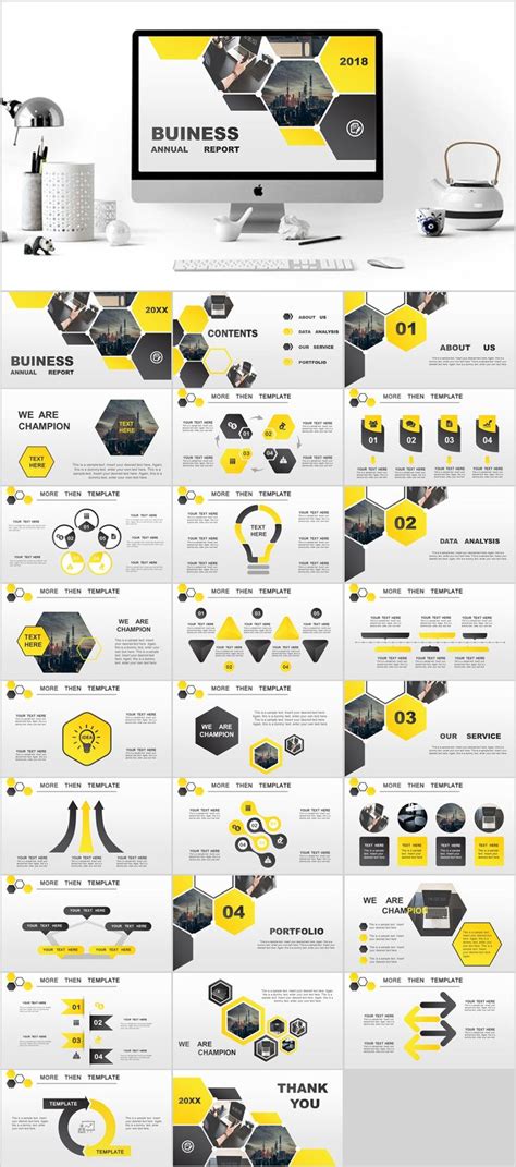 27 Yellow Business Annual Plan Powerpoint Template Simple Powerpoint Templates Powerpoint