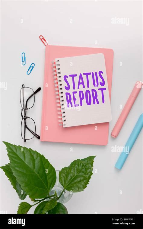 Hand Writing Sign Status Report Business Idea Update Summary Of