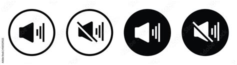 Sound Icon Set Volume Mute And Unmute Icon Flat Speaker Icon