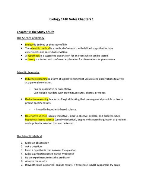 Bio Ch Notes Copy Copy BIO CNM Studocu