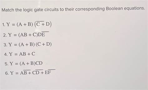 Solved Match The Logic Gate Circuits To Their Corresponding