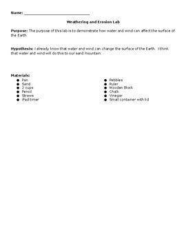 Weathering And Erosion Lab By Stephenson S Science TpT