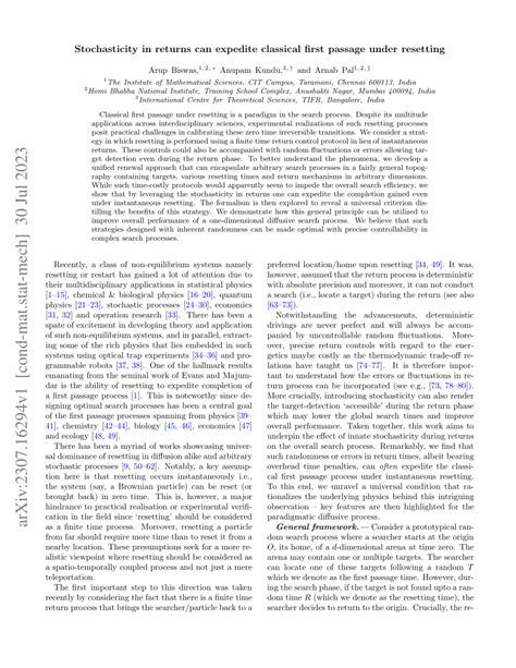 Pdf Stochasticity In Returns Can Expedite Classical First Passage