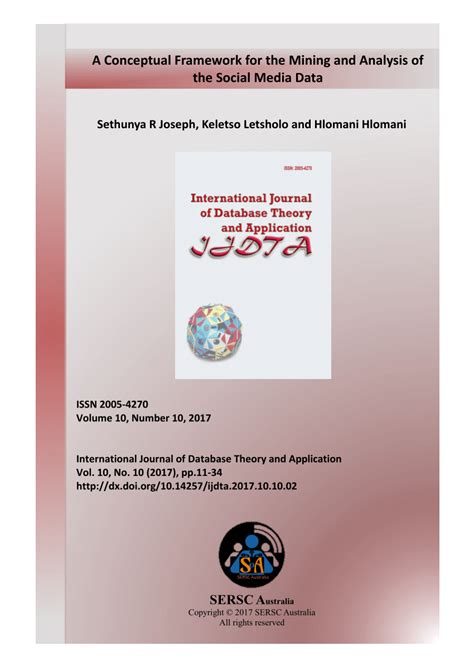 PDF A Conceptual Framework For The Mining And Analysis Of The Social Media Data