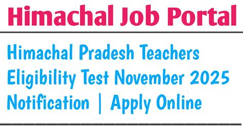 HP TET Nov Notification Apply Online