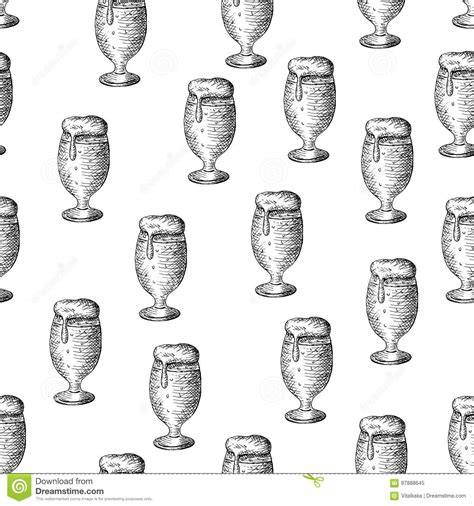 Seamless Background With Beer Glasses Stock Vector Illustration Of Glass Restaurant 97888645