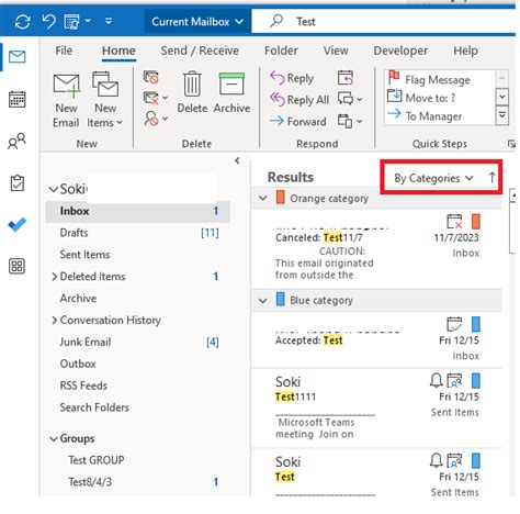 When Searching In Outlook My Categories Dont Show Up On The Right Side And The Email Doesnt