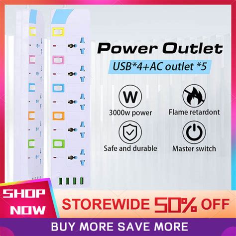 Universal Power Socket With Independent Switch 4 Usb Ac Oultet 5 Fast