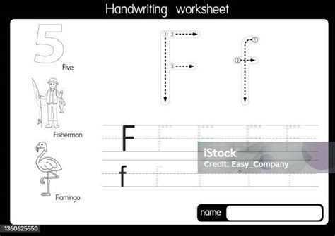 알파벳 문자 F 어퍼 케이스 또는 영어 학습 연습 Abc를위한 대문자와 흑백 벡터 그림 5에 대한 스톡 벡터 아트 및 기타 이미지 5 개념 공부 Istock