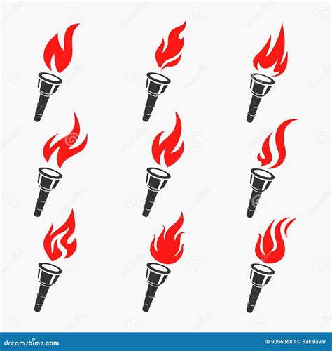 Torch Symbol Set Vector Illustration Stock Illustration Illustration Of Element Flame