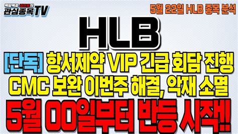Hlb 에이치엘비 단독 항서제약 한국 방문 긴급 회담 진행됐다 Cmc 보완 이번주 해결 된다 악재 소멸 5월