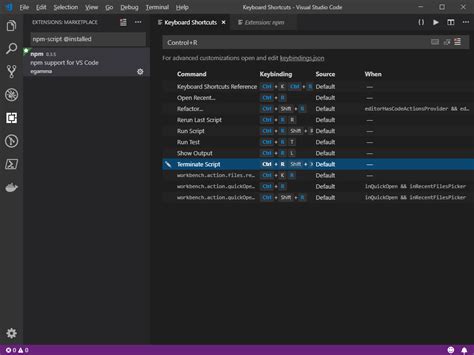 Keyboard Shortcut Conflicts With Open Recent Issue Microsoft Vscode Npm Scripts GitHub