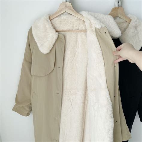 전체 퍼 안감 트렌치 벨트 롱 코트