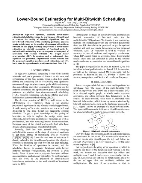 Pdf Lower Bound Estimation For Multi Bitwidth Scheduling