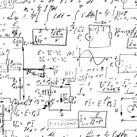 Seamless Endless Pattern Background With Handwritten Mathematical Formulas Math Relationship Or