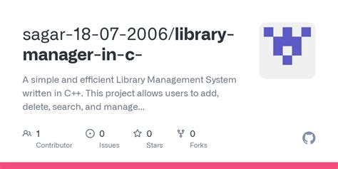 Library Manager In C Librarymanagercpp At Main · Sagar 18 07 2006