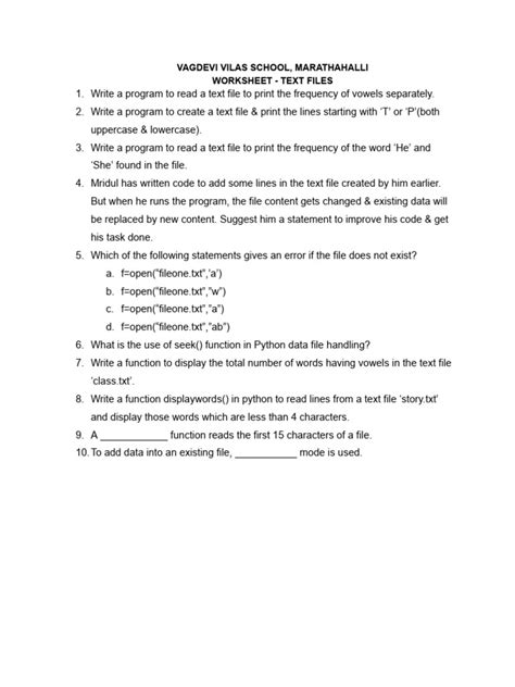 Worksheet Text Files Pdf