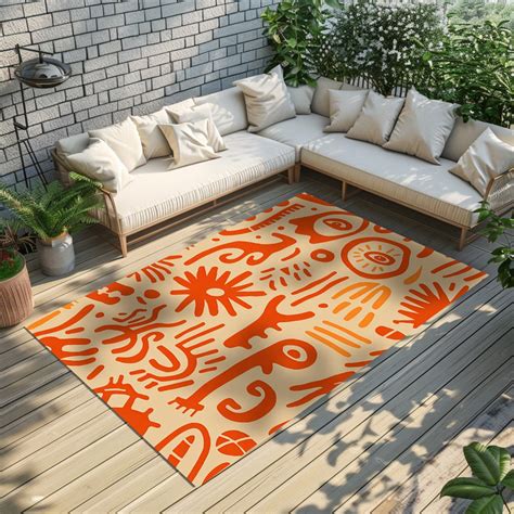 Orange Rug Patio Rug Home Decor Rug Contemporary Rug Non Slip Rug T Rug Balcony Rug