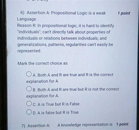 6 Assertion A Propositional Logic Is A Weak 1 Studyx